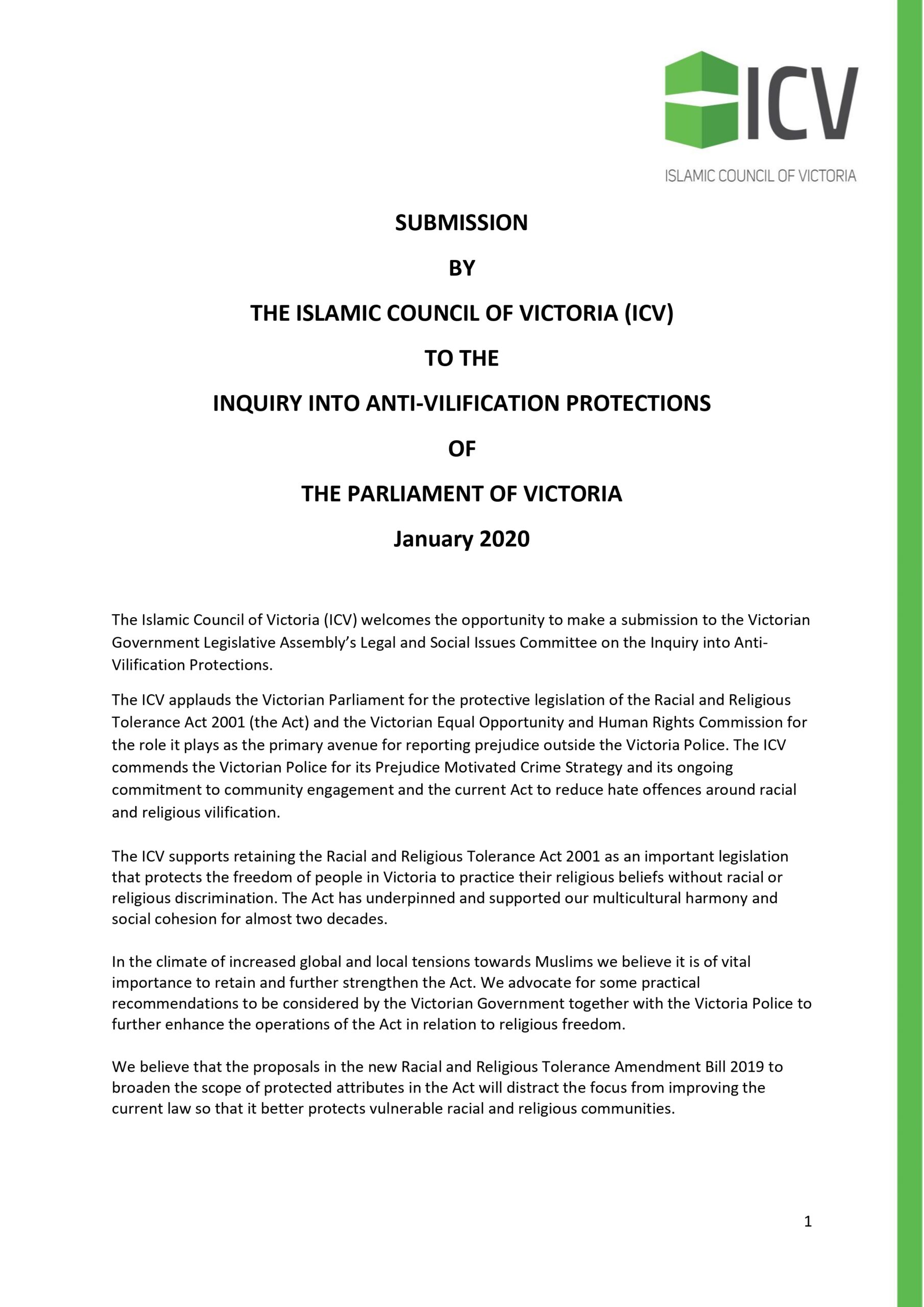 Islamic Council of Victoria’s Submissions – Islamic Council of Victoria ...