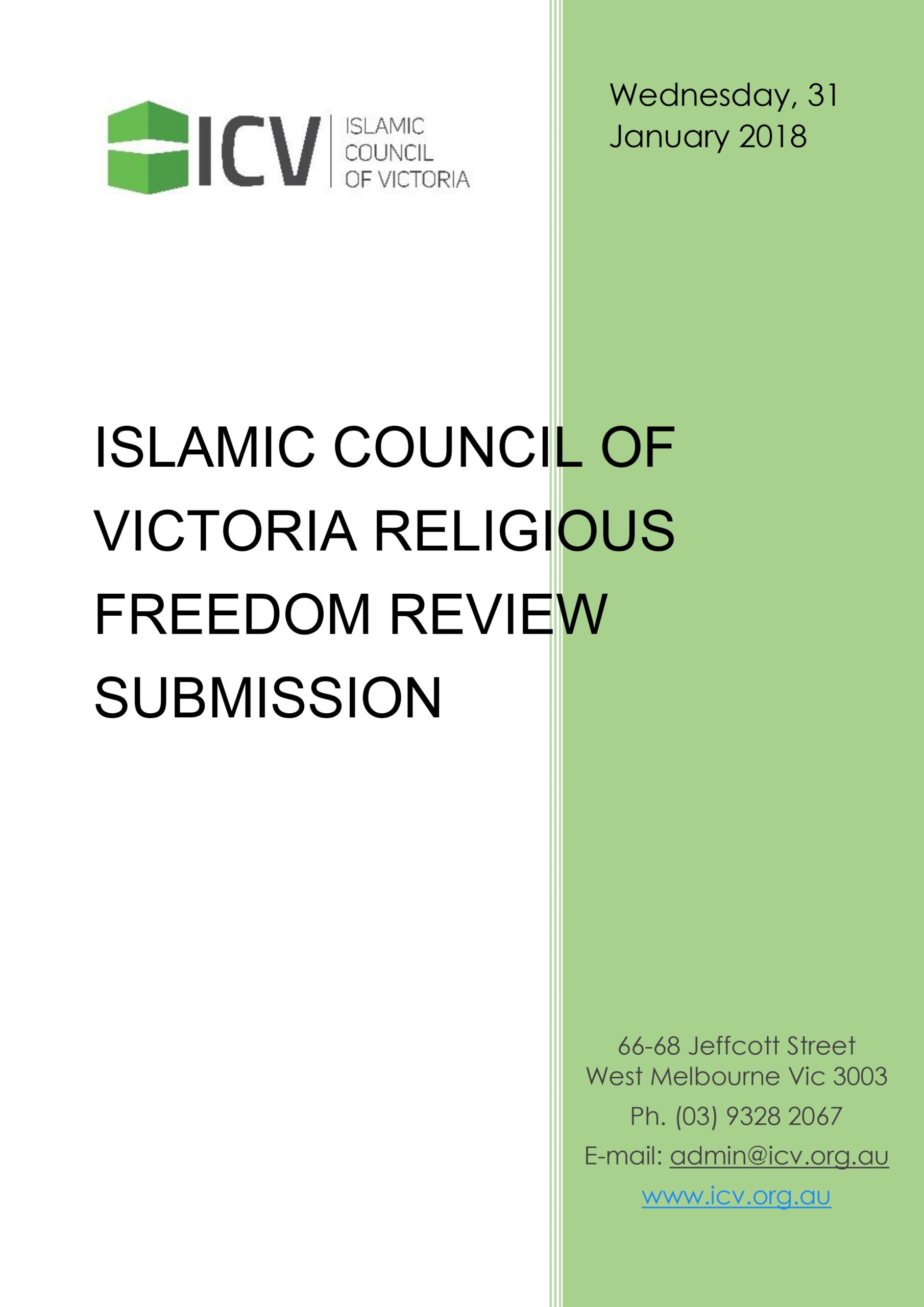 Islamic Council of Victoria’s Submissions – Islamic Council of Victoria ...