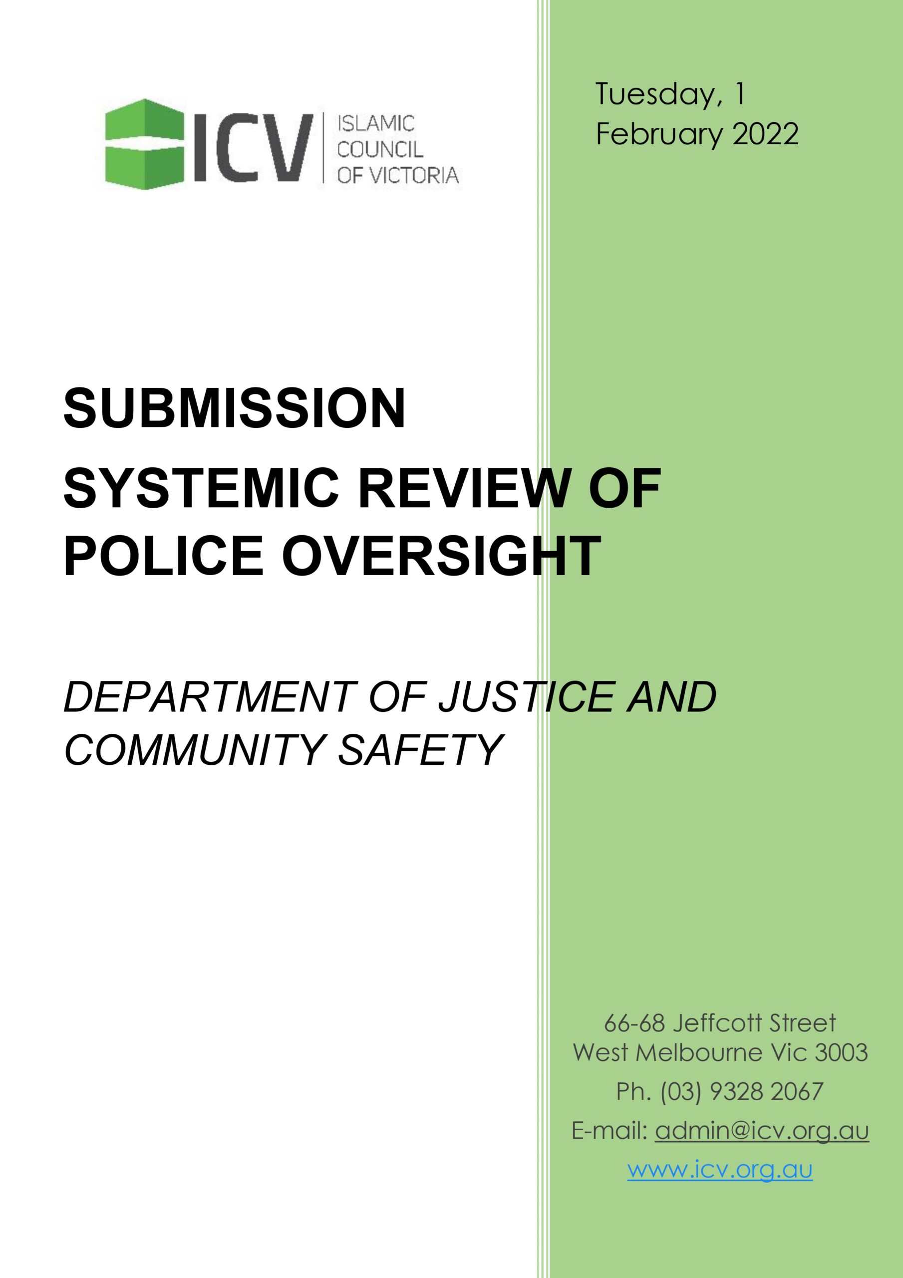 Islamic Council of Victoria’s Submissions – Islamic Council of Victoria ...